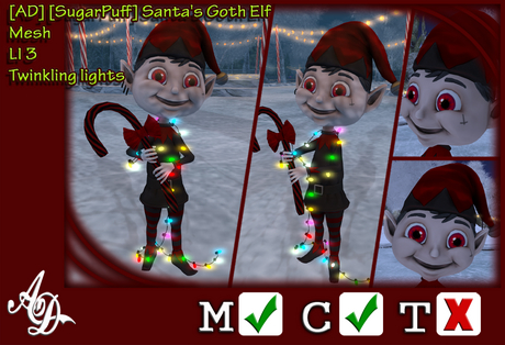 Second Life Marketplace - [AD] [SugarPuff] Santa's Goth Elf